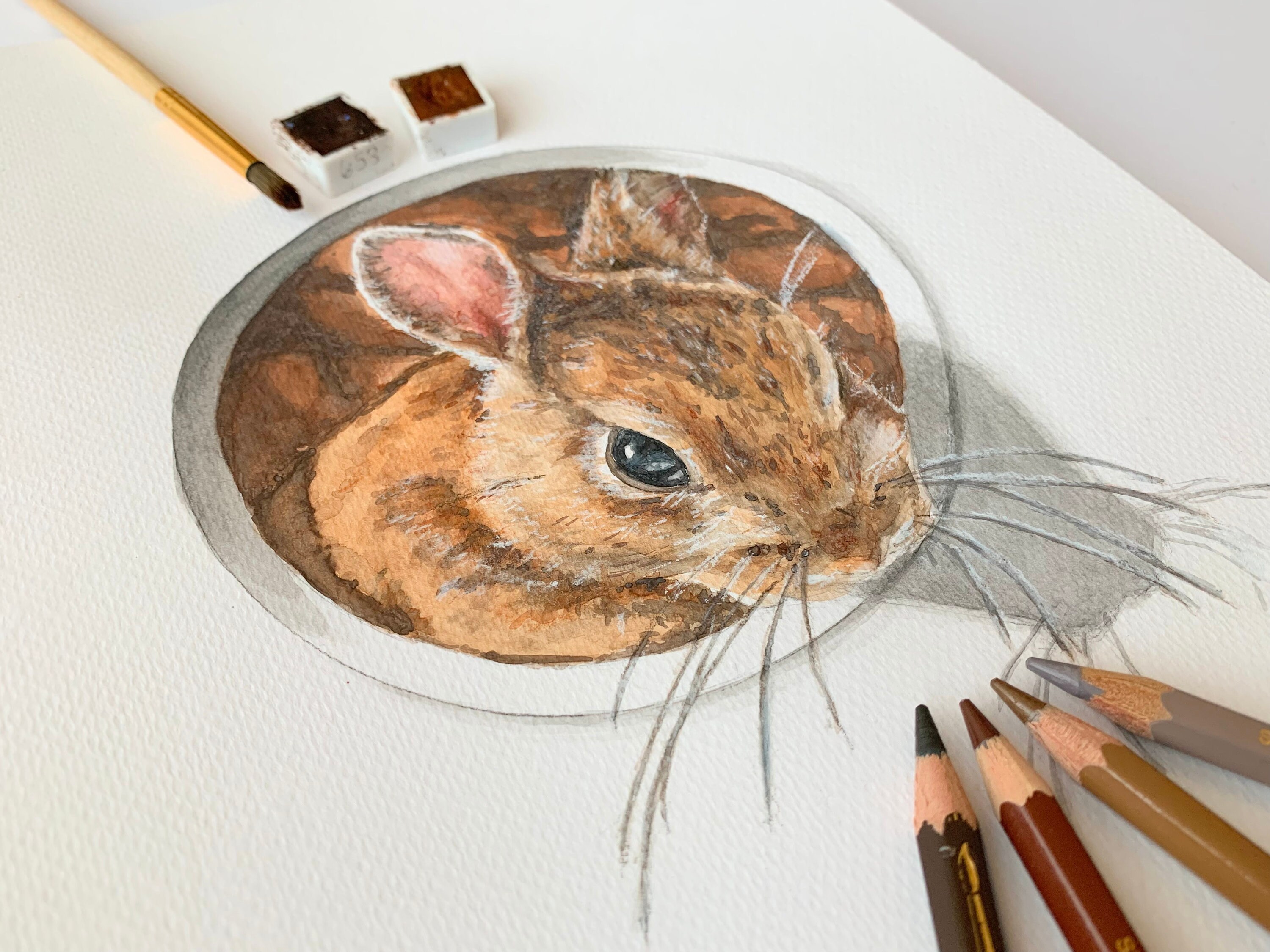 Cottagecore Rabbit Art Download Sweet Brown Bunny Watercolour - Etsy