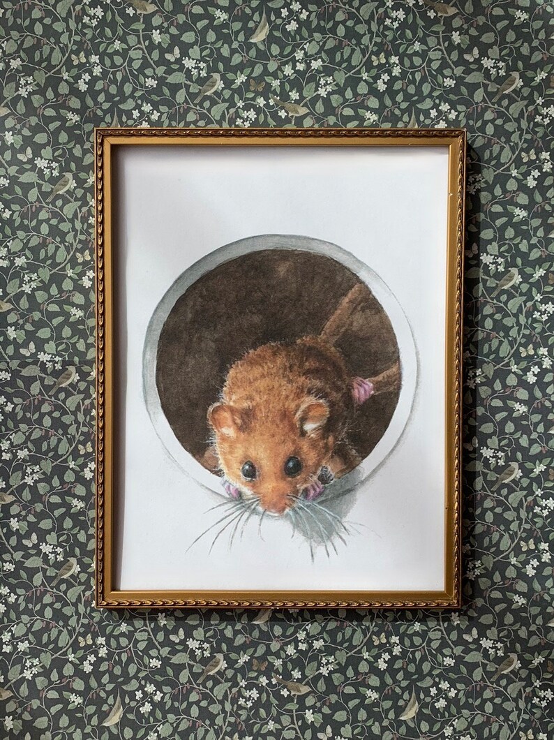 Hazel Dormouse Art Printable, Whimsical Nursery Print Download, Sweet ...