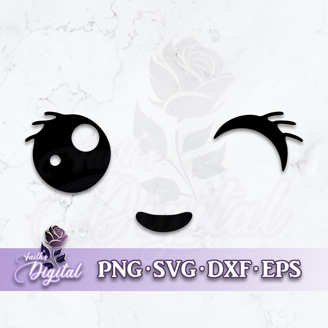 Cute Wink Face - Instant Download! Craft With Ease: Svg, Png, Dxf ...