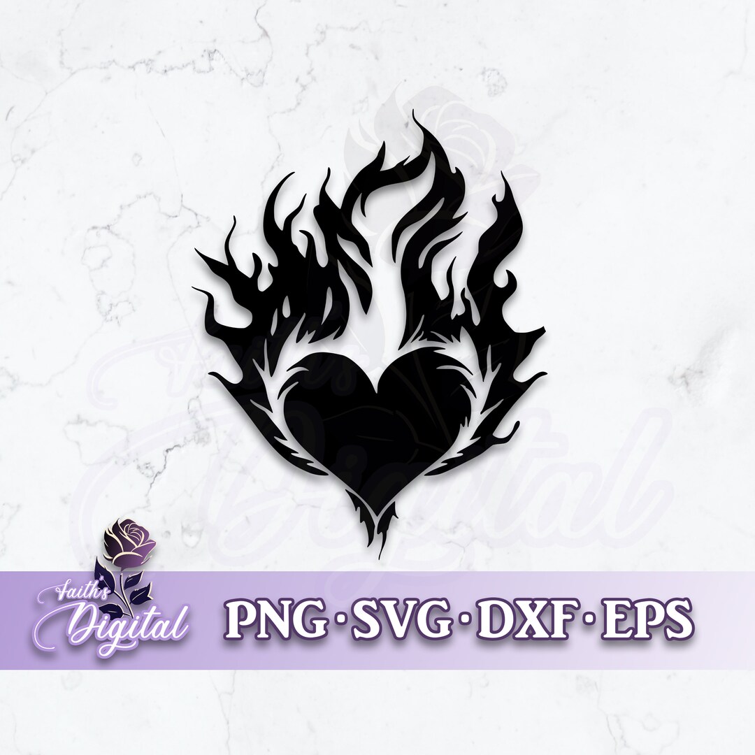 Flaming Heart - Instant Download! Craft With Ease: Svg, Png, Dxf, & Eps ...