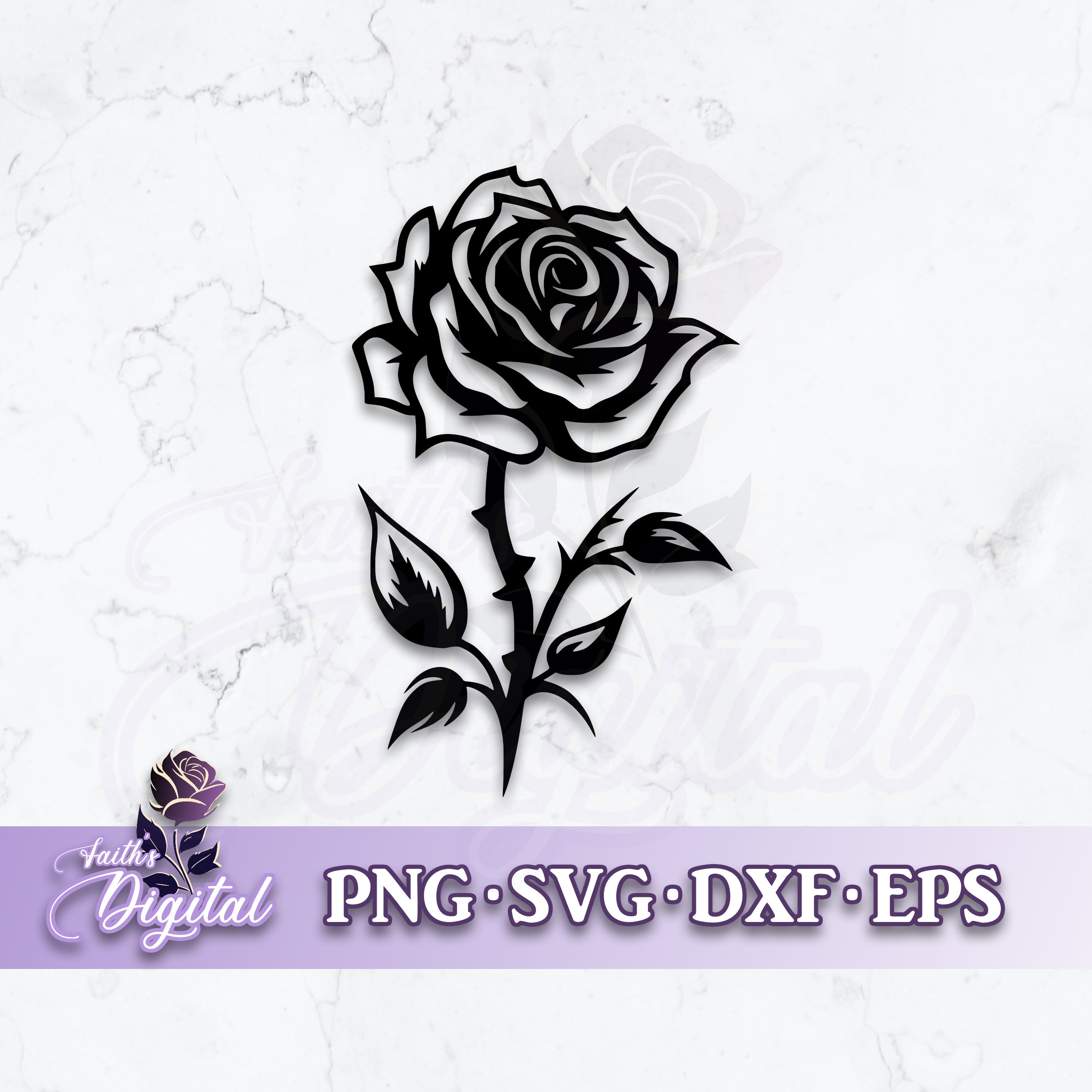 Rose Instant Digital Download Svg Png Dxf & Eps Files - Etsy UK