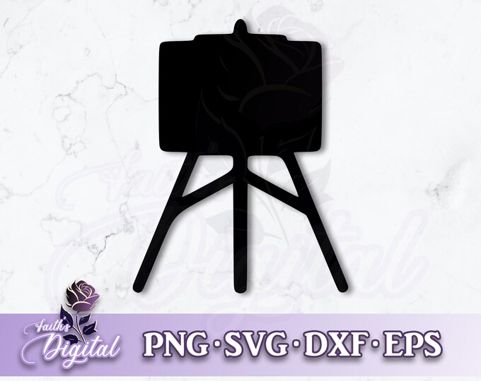 Artist Easel Vector Clipart Set / Outline & Stamp Graphics / Canvas ...