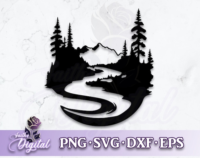 83 River Flow SVG PNG PDF Dxf Bundle, Flowing Stream and Forest River ...