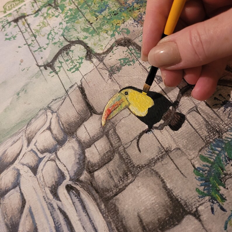 Art Print of Cute Little Toucan in Rainforest Setting With Tranquil ...