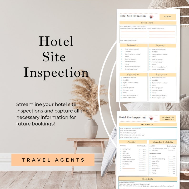 Travel Agent Hotel Site Inspection PDF - Etsy