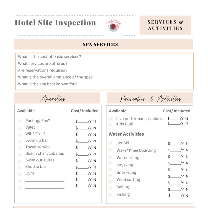 Travel Agent Hotel Site Inspection PDF - Etsy