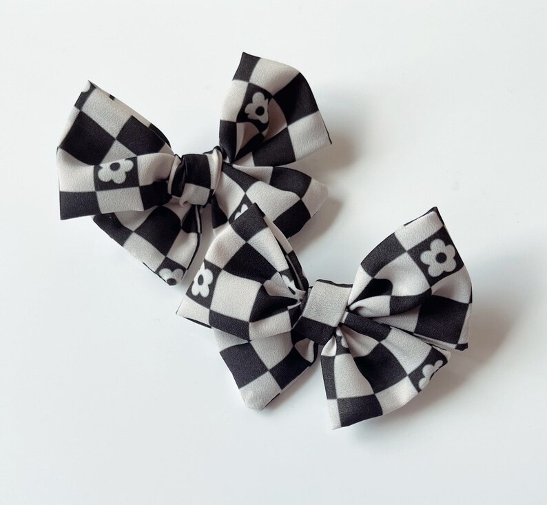 Black and White Checkered Bow Checkered Bow Checkered Floral - Etsy