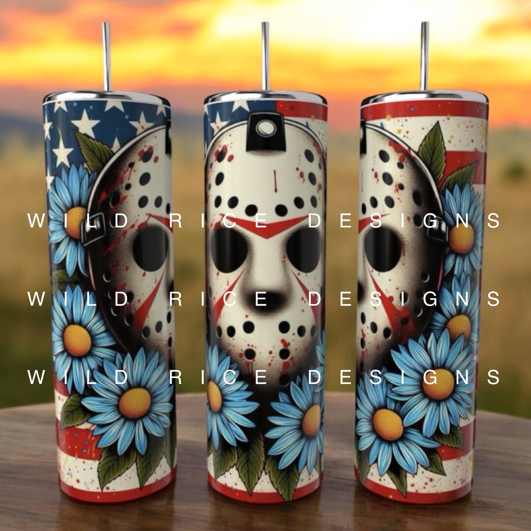 4th of July Horror Jason Killer Spooky Fireworks Daises Red White and ...