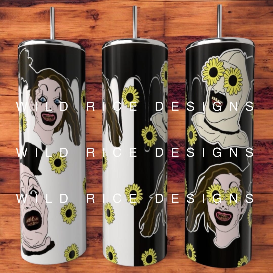 Art the Clown Pale Girl Drip Black White Terrifier 20 Oz Skinnn Tumbler ...