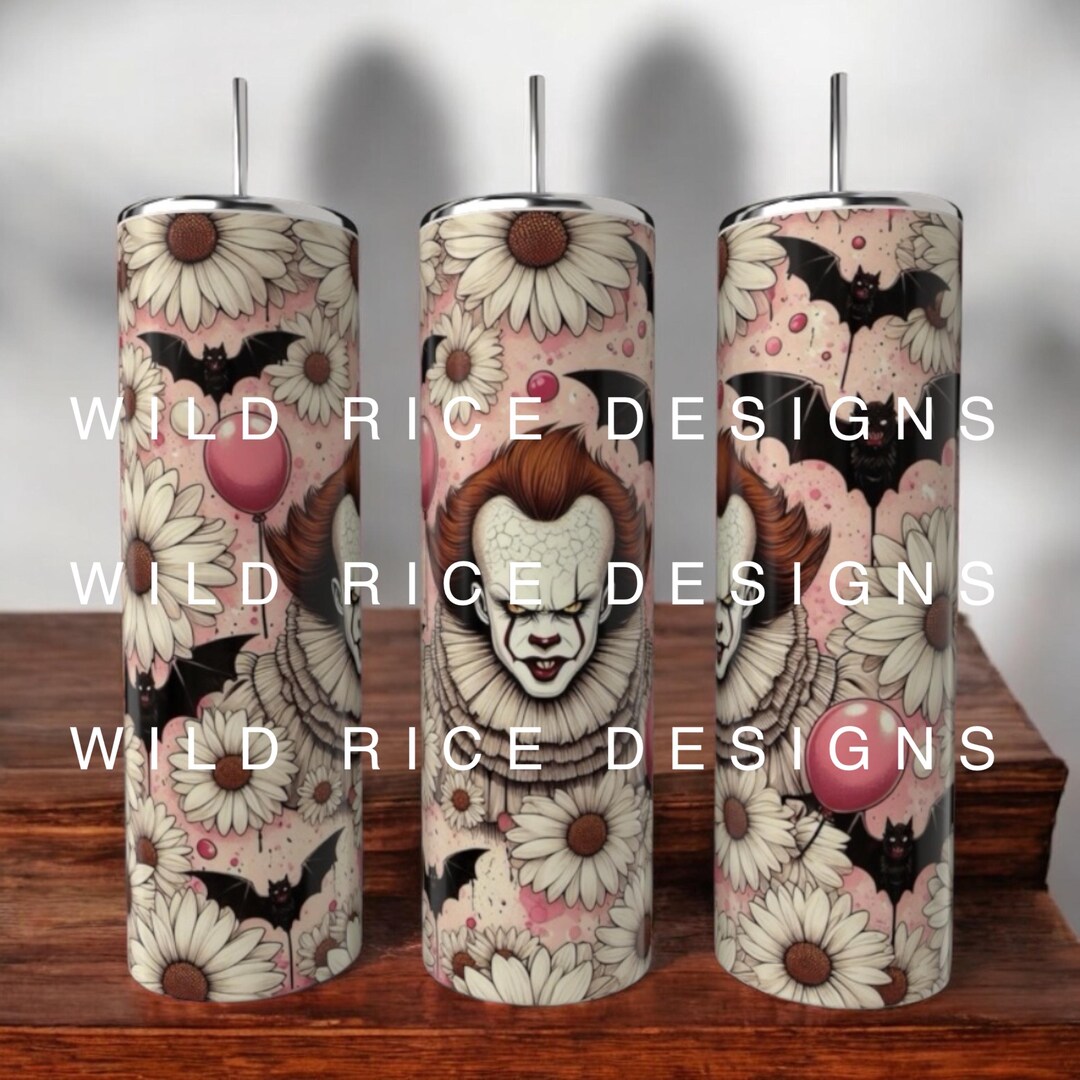 Daisy Pink Penny Wise Clown Spooky Killer Splatter Horror 20 Oz Skinny ...