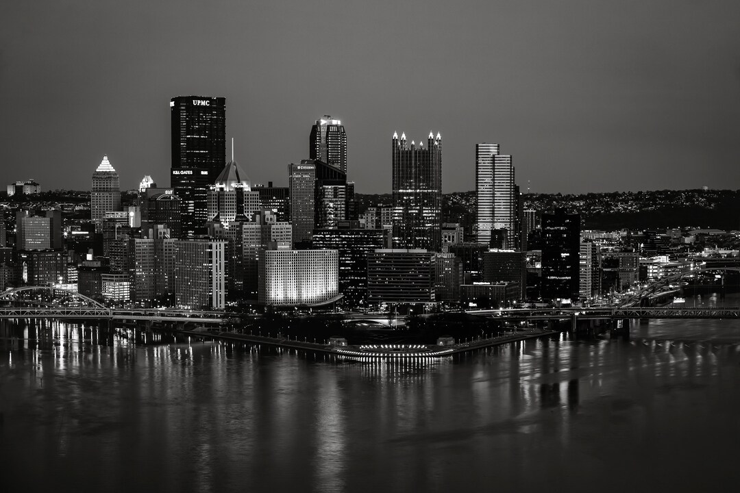 Pittsburgh Print, Pittsburgh Skyline Black & White, Pittsburgh Bridges ...