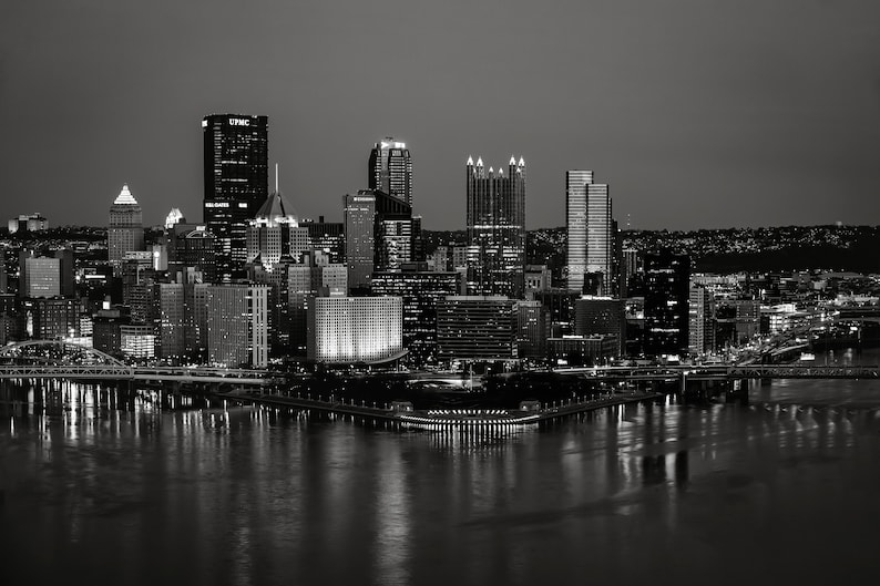 Pittsburgh Print, Pittsburgh Skyline Black & White, Pittsburgh Bridges ...
