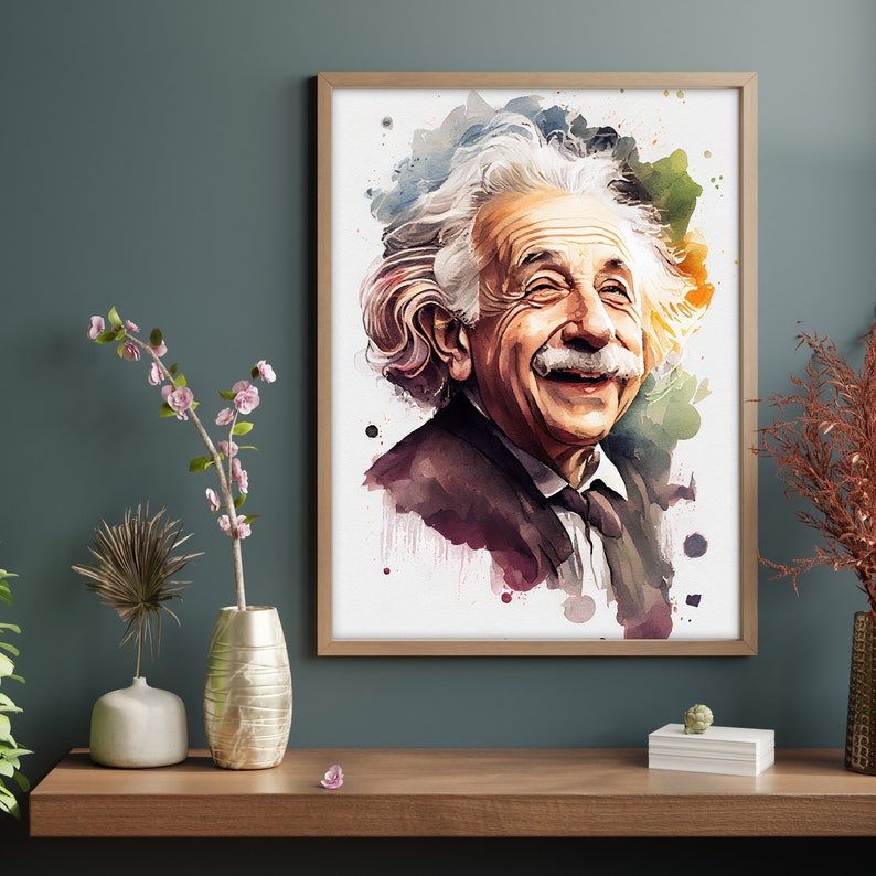 Albert Einstein Watercolor, Art Print, Poster, Wall Art, Digital ...