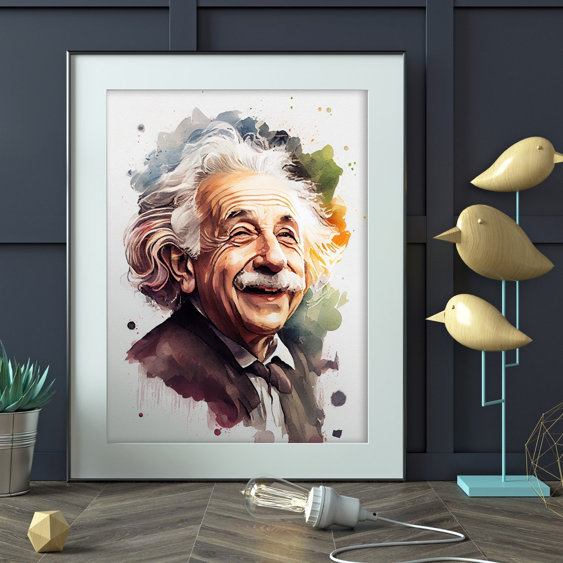Albert Einstein Watercolor, Art Print, Poster, Wall Art, Digital ...