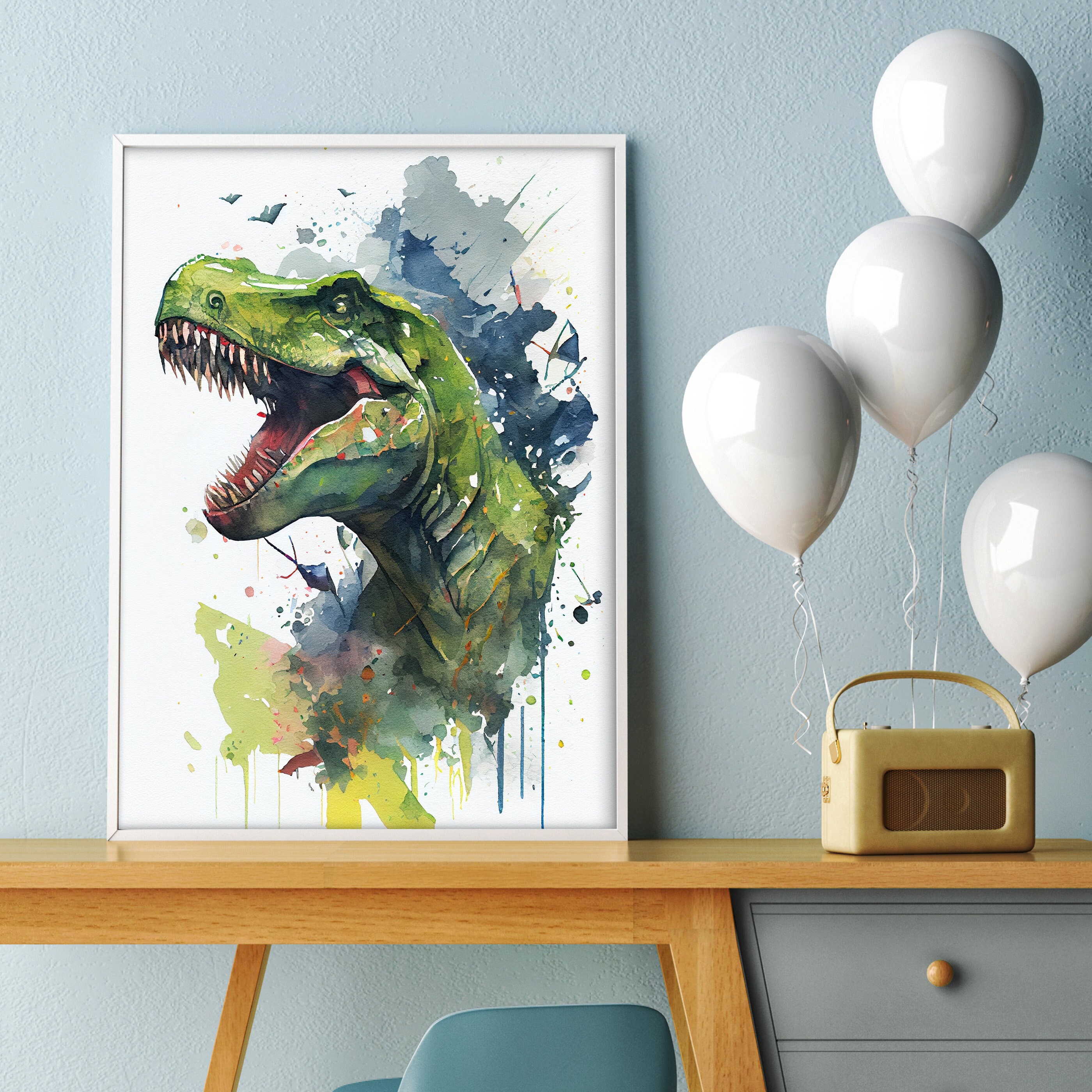 Trex Dinosaur T-rex Tyrannosaurus Rex Watercolor Art - Etsy