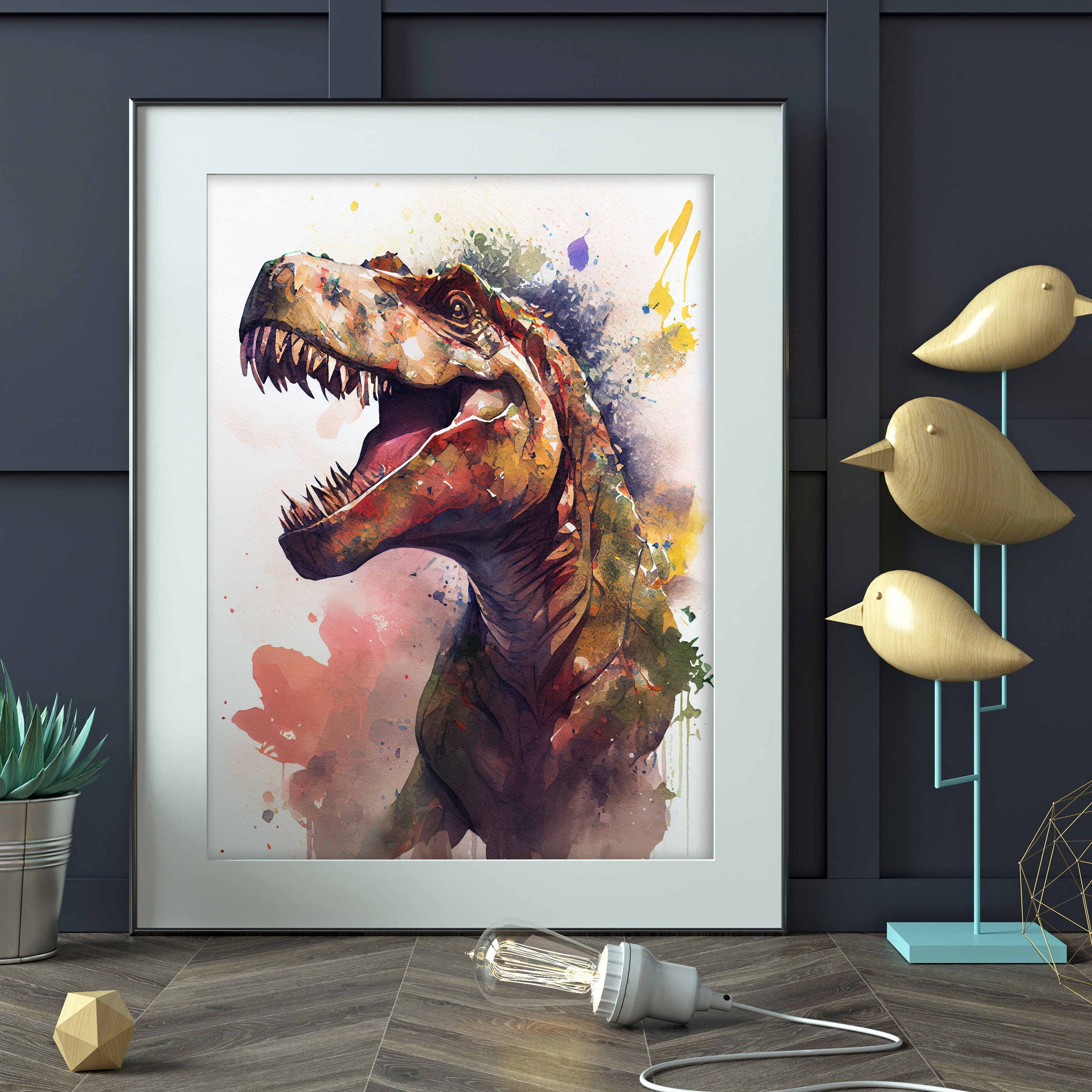 Trex Dinosaur T-rex, Tyrannosaurus Rex Watercolor, Art Print, Poster ...