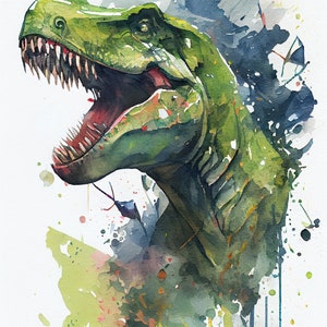 Trex Dinosaur T-rex, Tyrannosaurus Rex Watercolor, Art Print, Poster ...