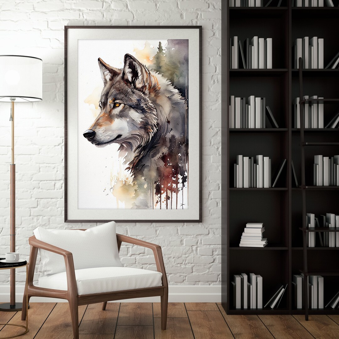 Grey Wolf Watercolor, Art Print, Poster, Wall Art, Printable Download ...