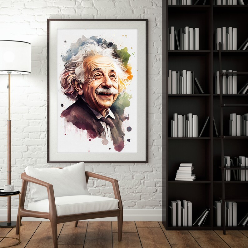 Albert Einstein Watercolor, Art Print, Poster, Wall Art, Digital ...
