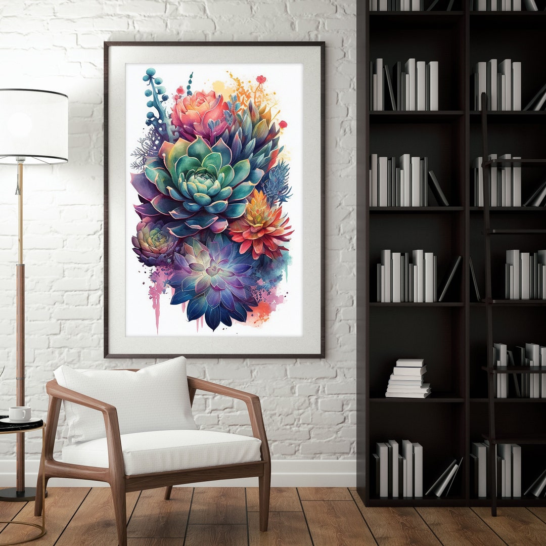 Succulents Watercolor, Art Print, Poster, Wall Art, Digital Download ...