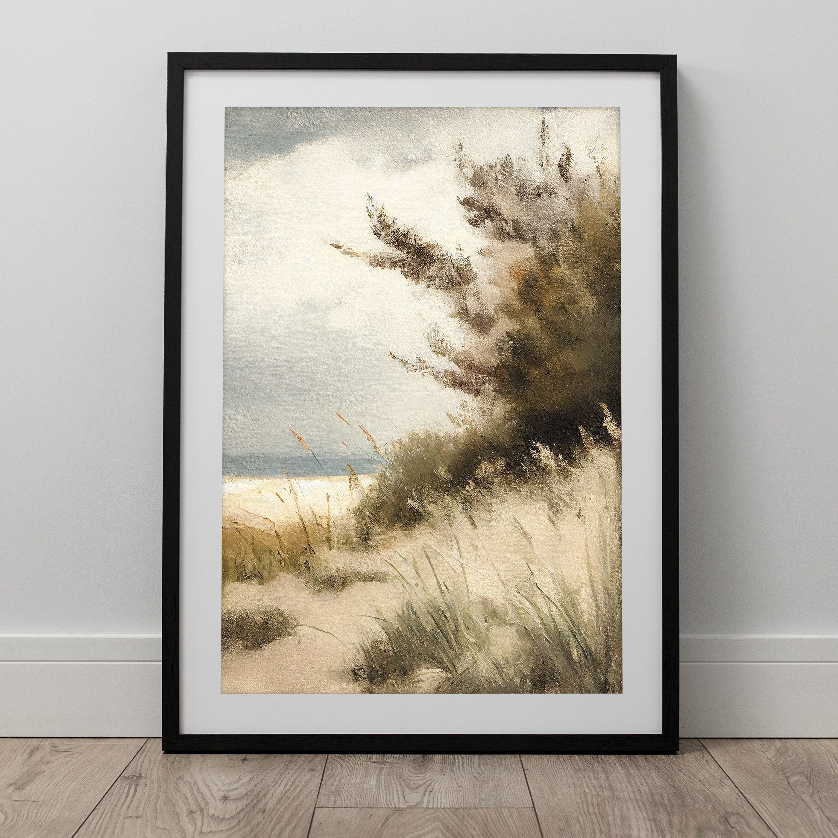 Vintage Beach Landscape Painting, Art Print, Poster, Wall Art, Digital ...