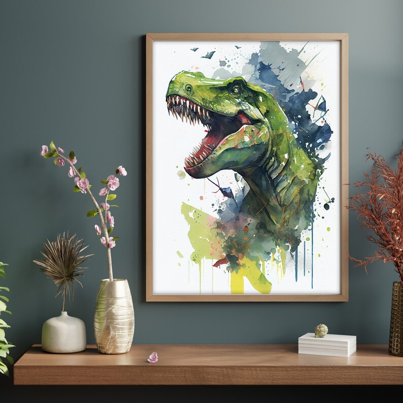 Trex Dinosaur T-rex Tyrannosaurus Rex Watercolor Art - Etsy