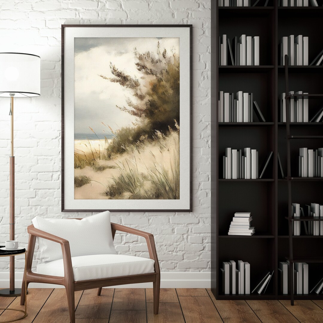 Vintage Beach Landscape Painting, Art Print, Poster, Wall Art, Digital ...