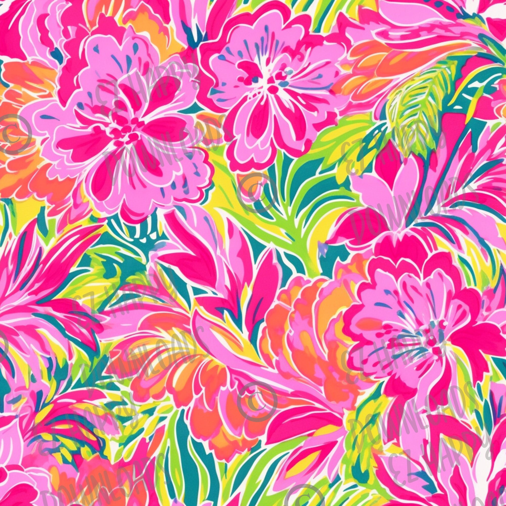 6 Preppy Seamless Floral Patterns - Bundle - Botanical Seamless Pattern ...