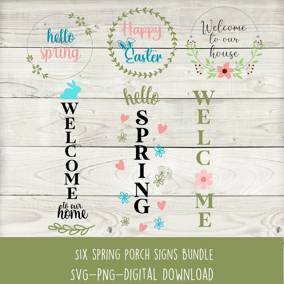 Spring Porch Sign Svg, Easter Porch Sign Svg, Porch Sign Svg Bundle ...