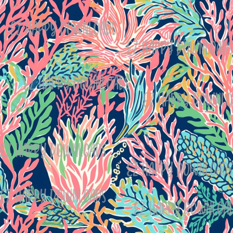 6 Preppy Sea Life Mermaid Coral Lighthouse Repeating Patterns - Etsy