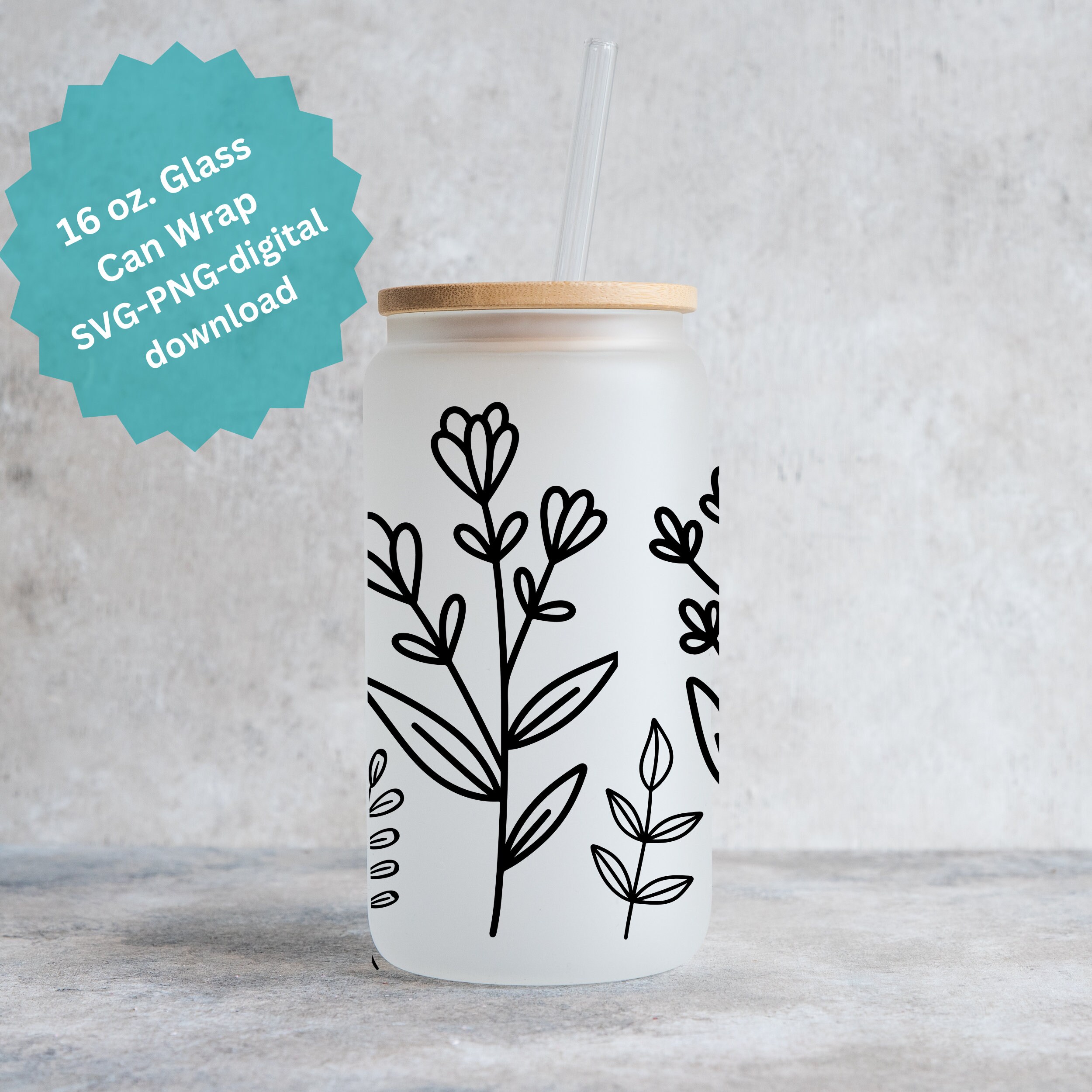 Glass Can SVG Bundle Wildflower Glass Can Svg Sunflower Glass Can Svg ...