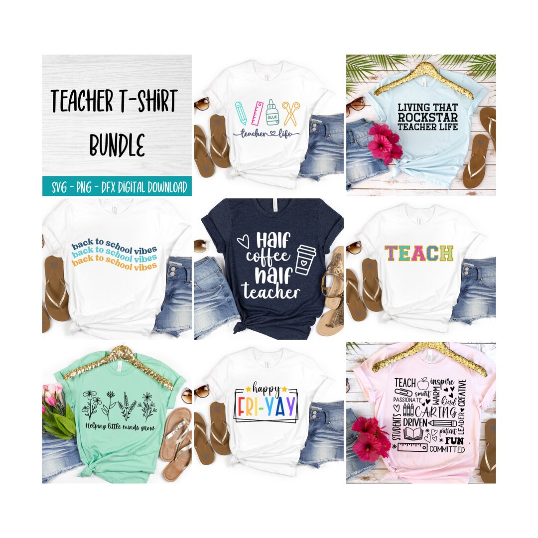 Trendy Teacher Svg Bundle - Teacher Shirt Svg Bundle - Teacher Life Svg ...