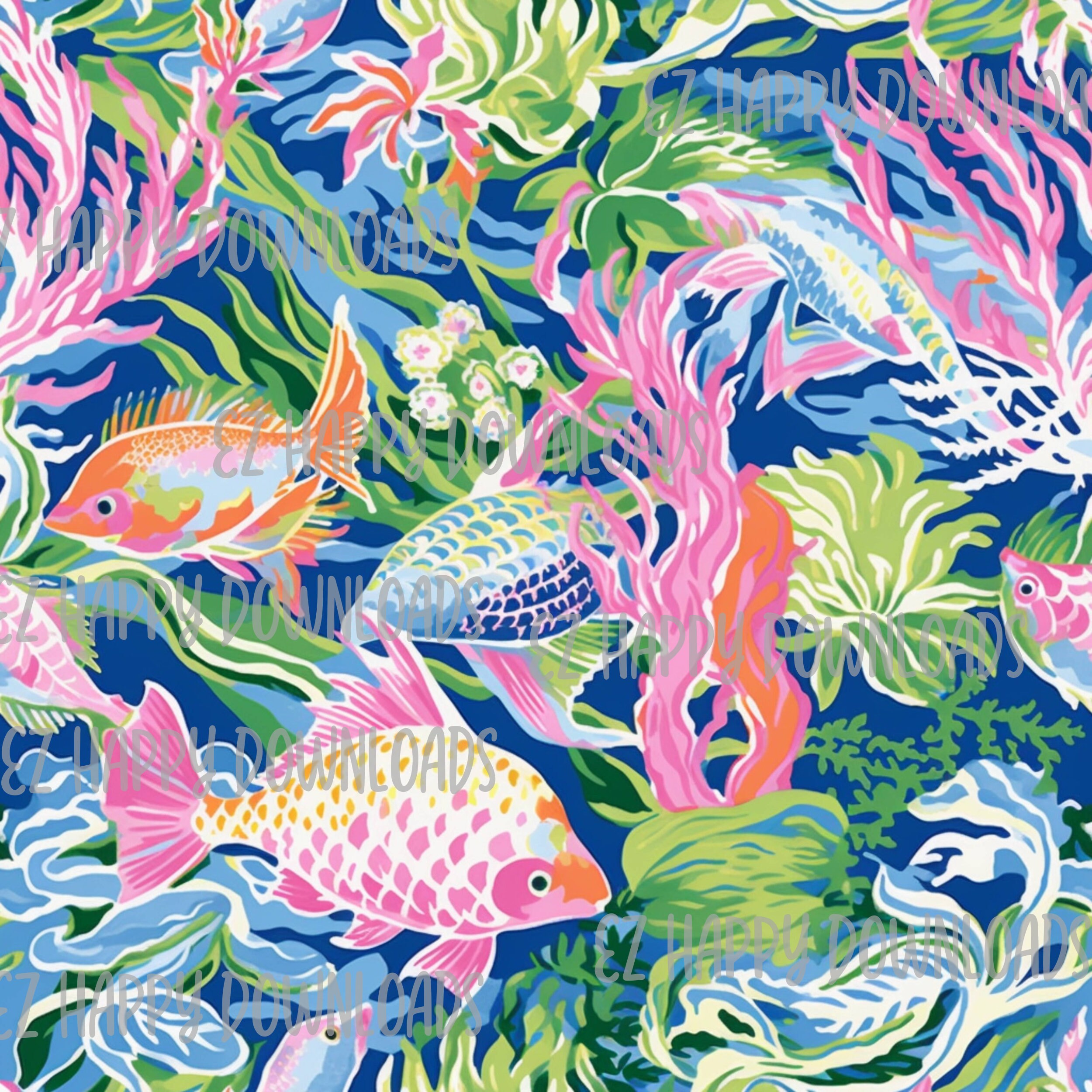 6 Preppy Sea Life Mermaid Coral Lighthouse Repeating Patterns - Etsy