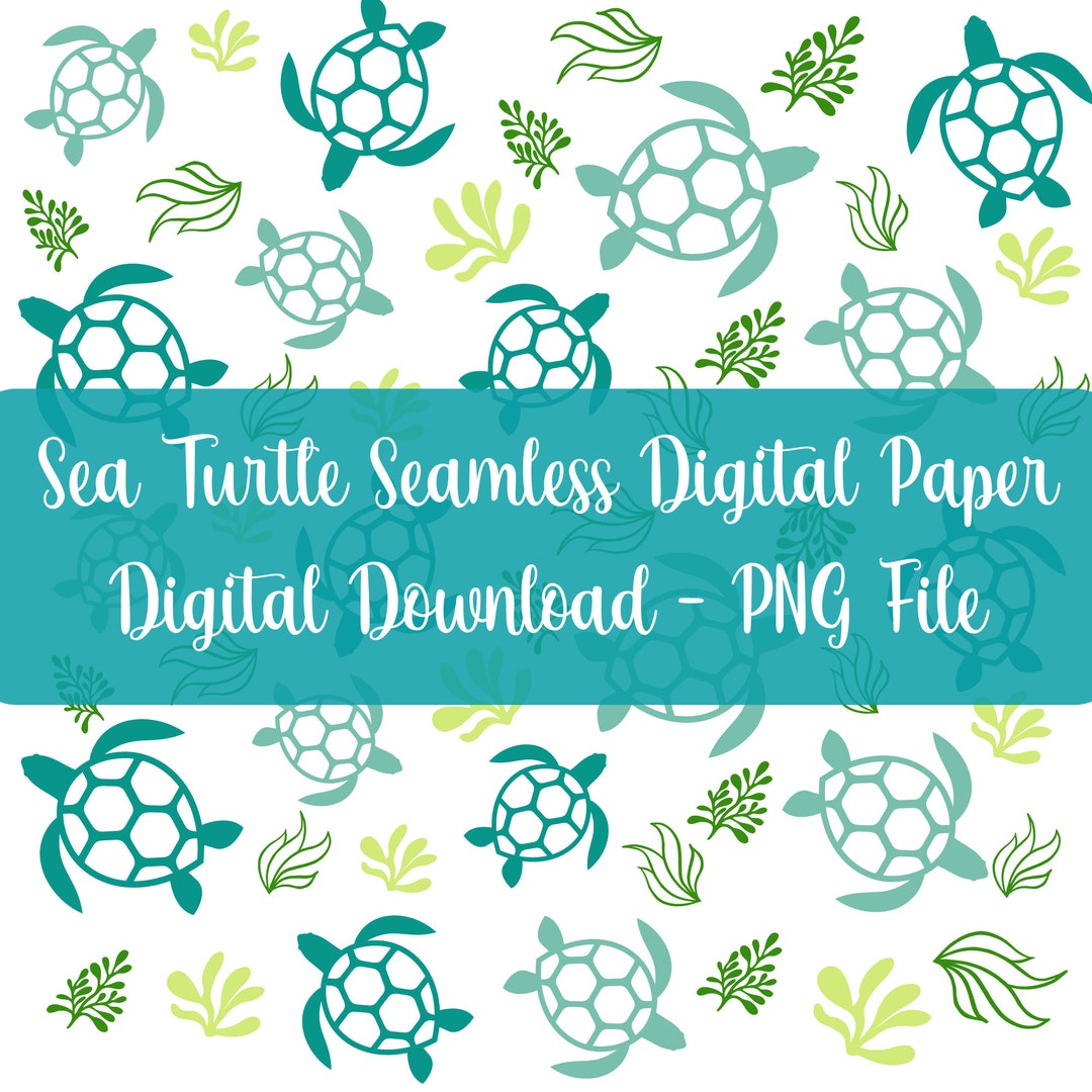 Turtle Seamless Pattern - Sea Turtle Seamless Pattern - Pattern Digital ...