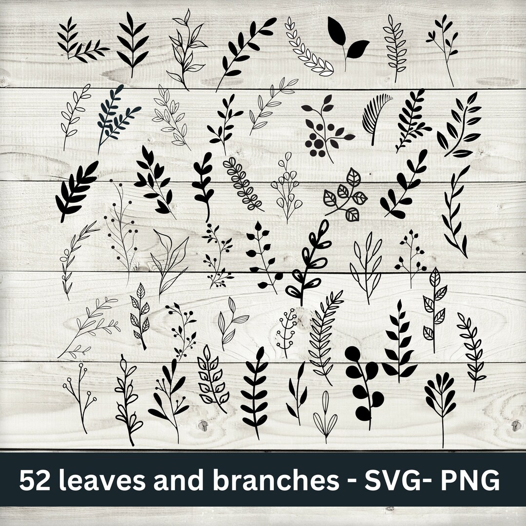 Leaves Svg - 52 Leaves Svg Bundle - Digital Download - Leaf Border Svg ...