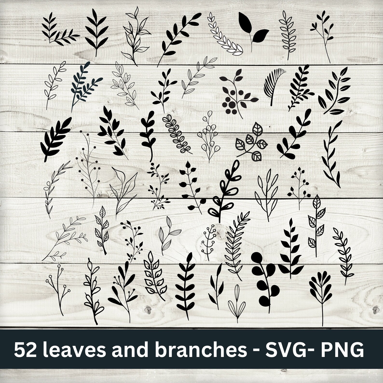 Leaves Svg - 52 Leaves Svg Bundle - Digital Download - Leaf Border Svg ...