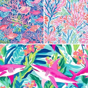 12 Preppy Sea Life Mermaid Coral Lighthouse Repeating Pattern - Digital ...