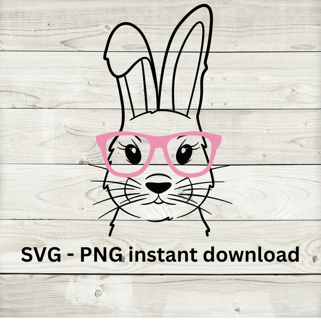 Easter Bunny With Glasses, Bunny With Glasses, Bunny With Glasses Svg ...