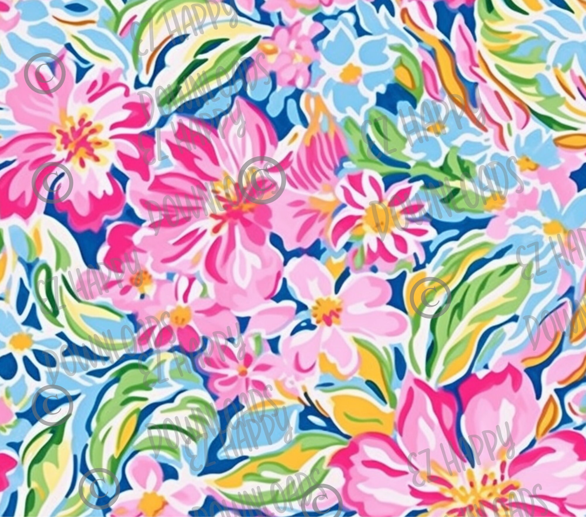 6 Preppy Seamless Floral Patterns Bundle Botanical Seamless Pattern ...