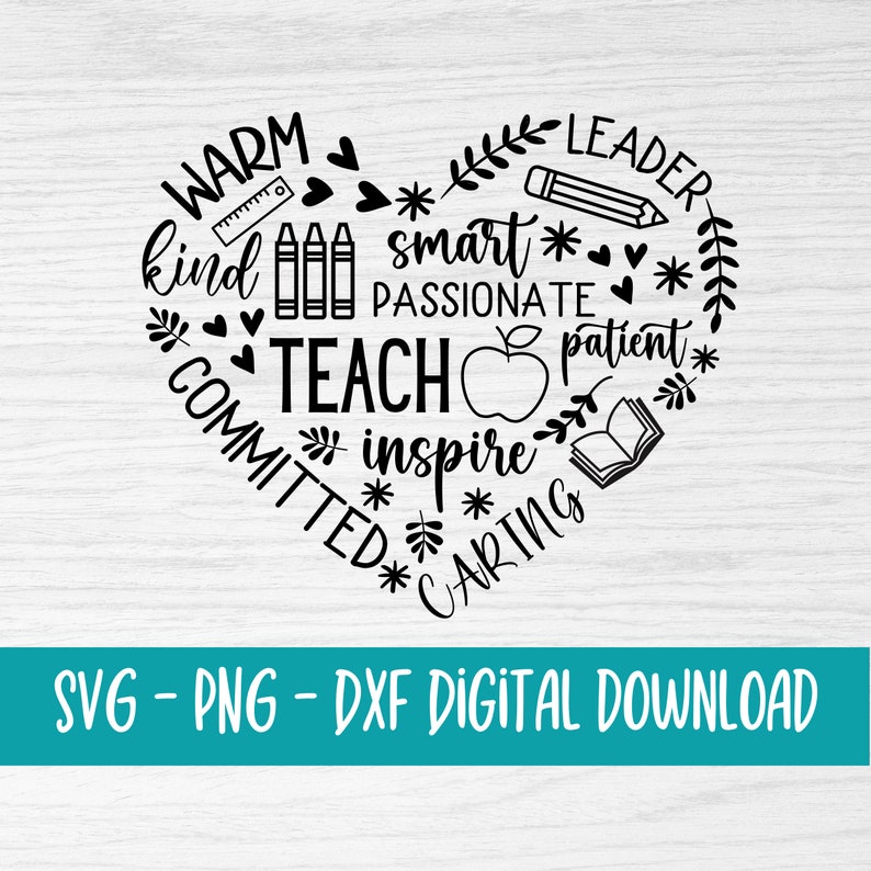 Teacher Svg - Teacher Heart Svg - Teacher Gift Svg - Teacher Heart Png ...
