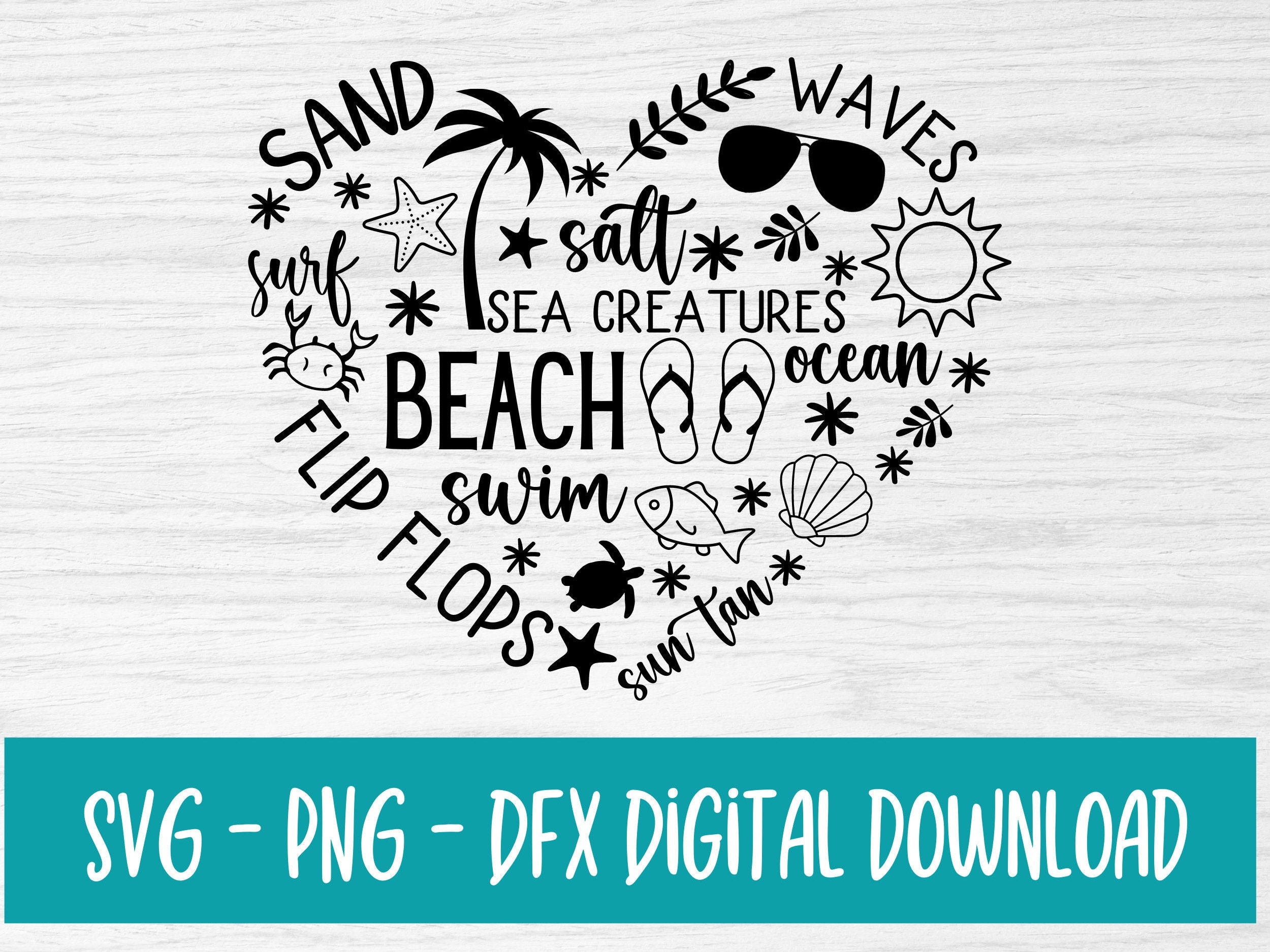 Summer Svg - Beach Svg - Heart Svg- Summer Png - Svg File for Cricut ...