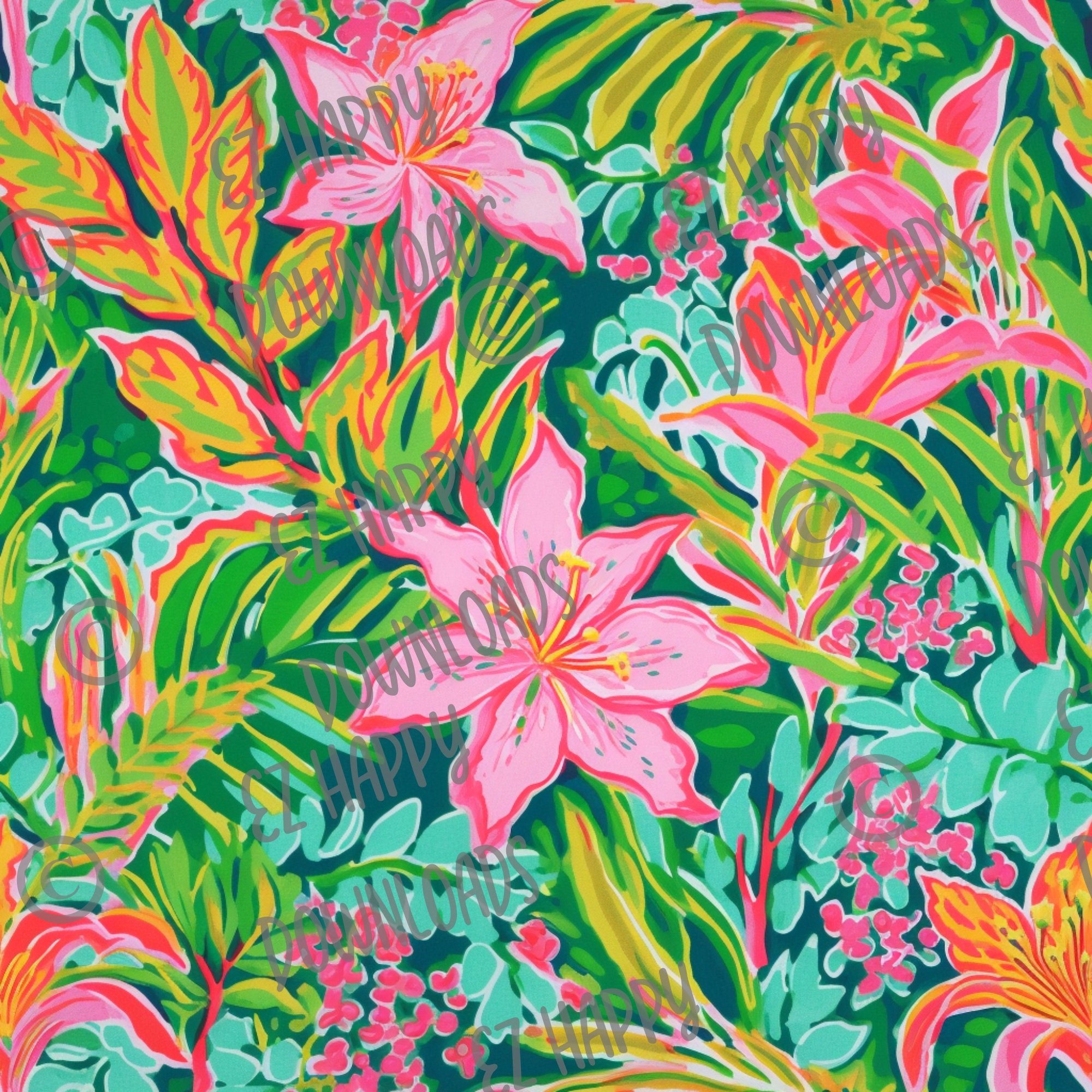 6 Preppy Seamless Floral Patterns Bundle Botanical Seamless Pattern ...