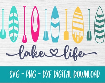 Canoe Paddle Vector Clipart Set / Colored Drawing Graphic / Camping and ...