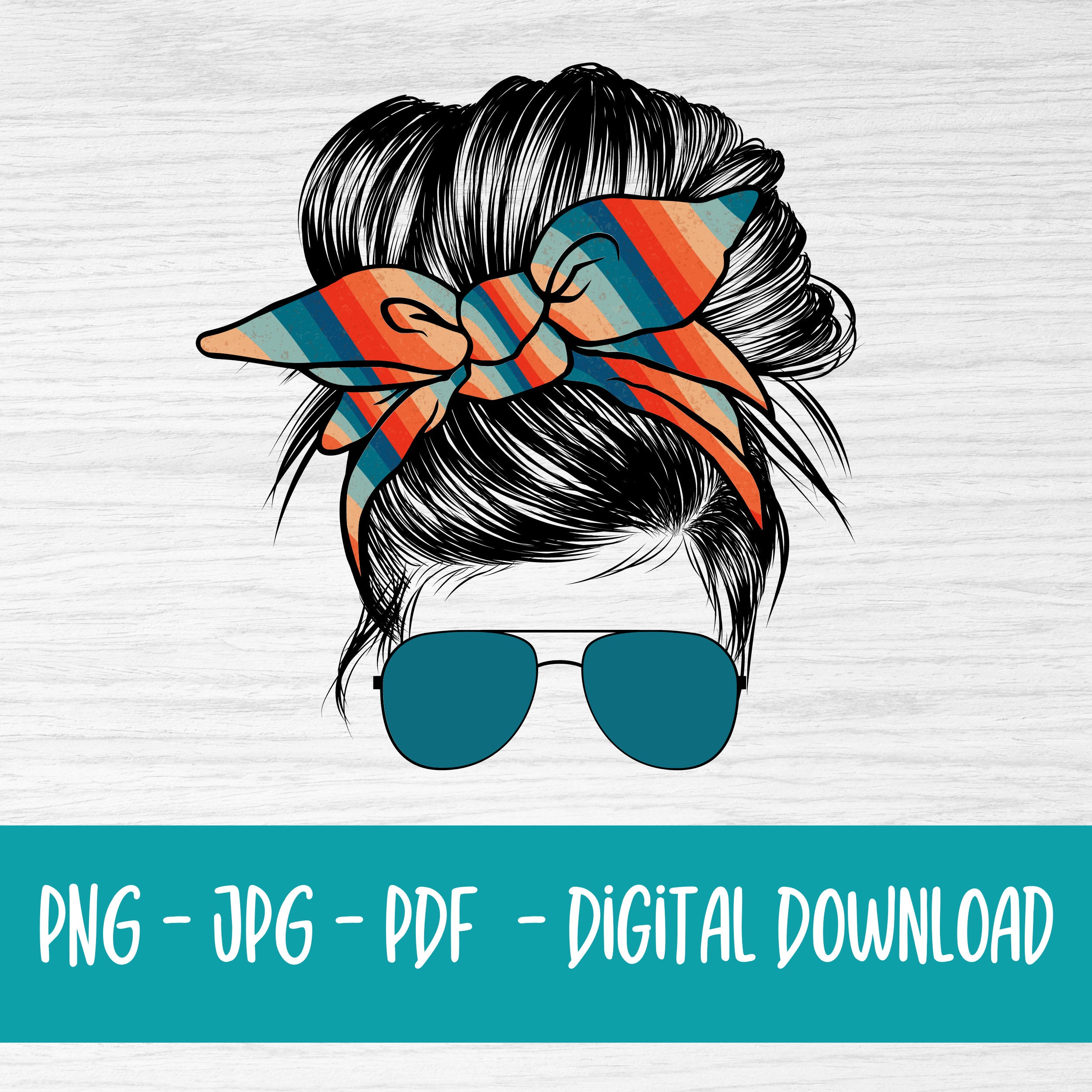 Messy Bun With Glasses PNG - Messy Bun With Glasses - Retro - Digital ...