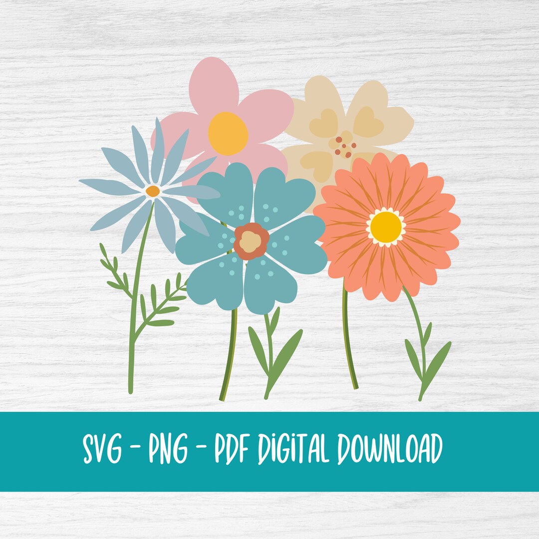 Retro Flower Svg - Retro Flowers Png - Sublimation Design - Digital ...