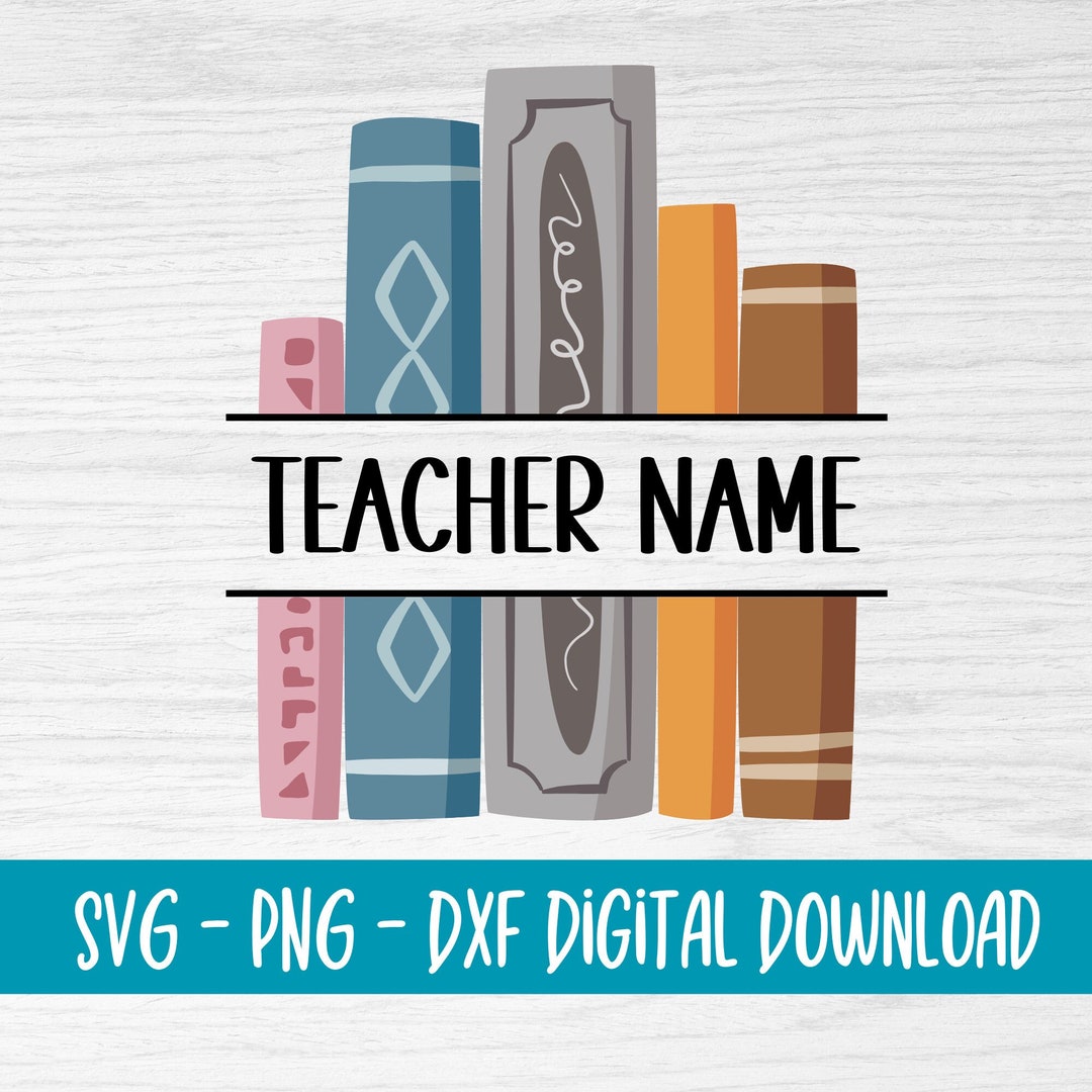 Teacher Monogram Svg - Book Lover Name Frame - Personalized Teacher ...