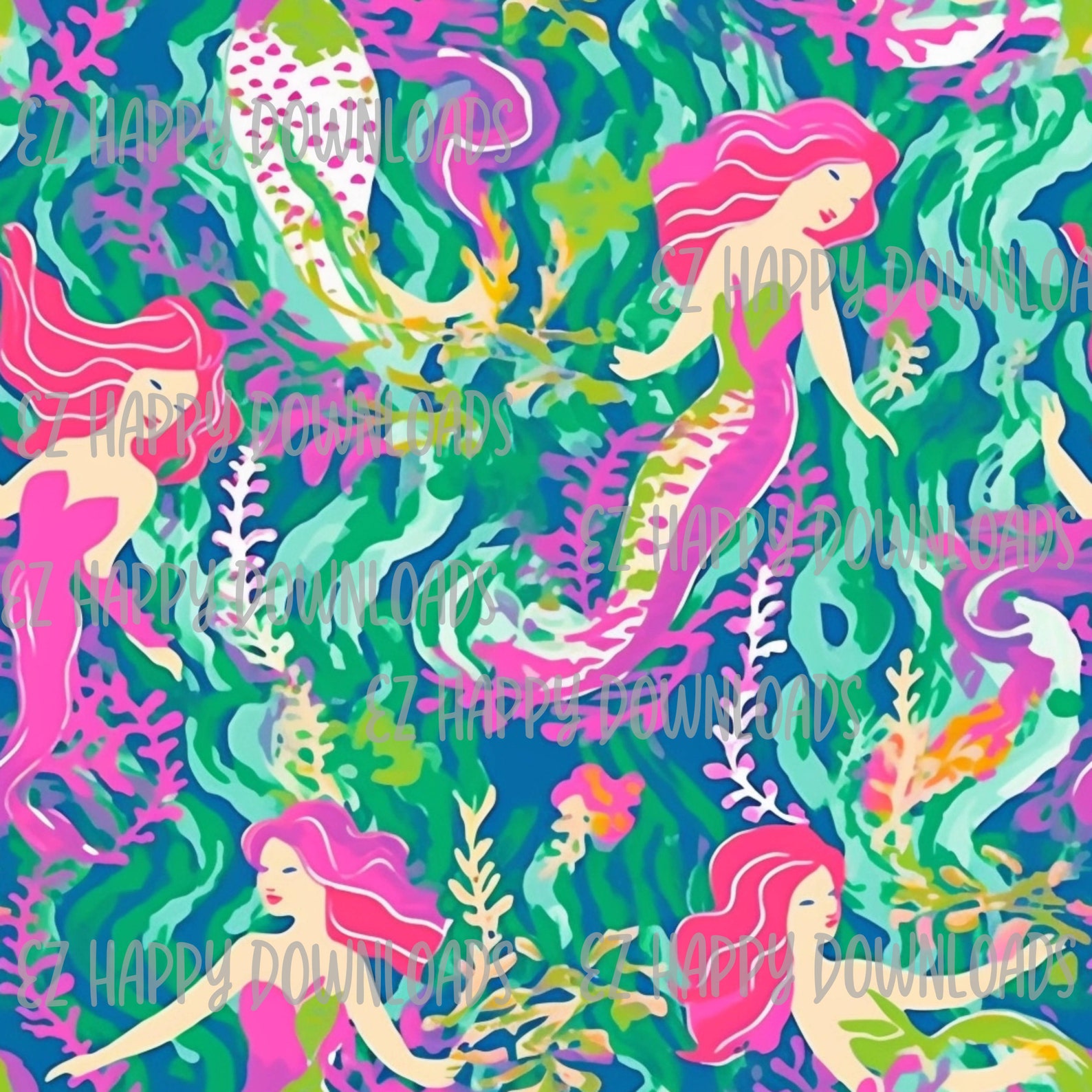 6 Preppy Sea Life Mermaid Coral Lighthouse Repeating Patterns - Etsy