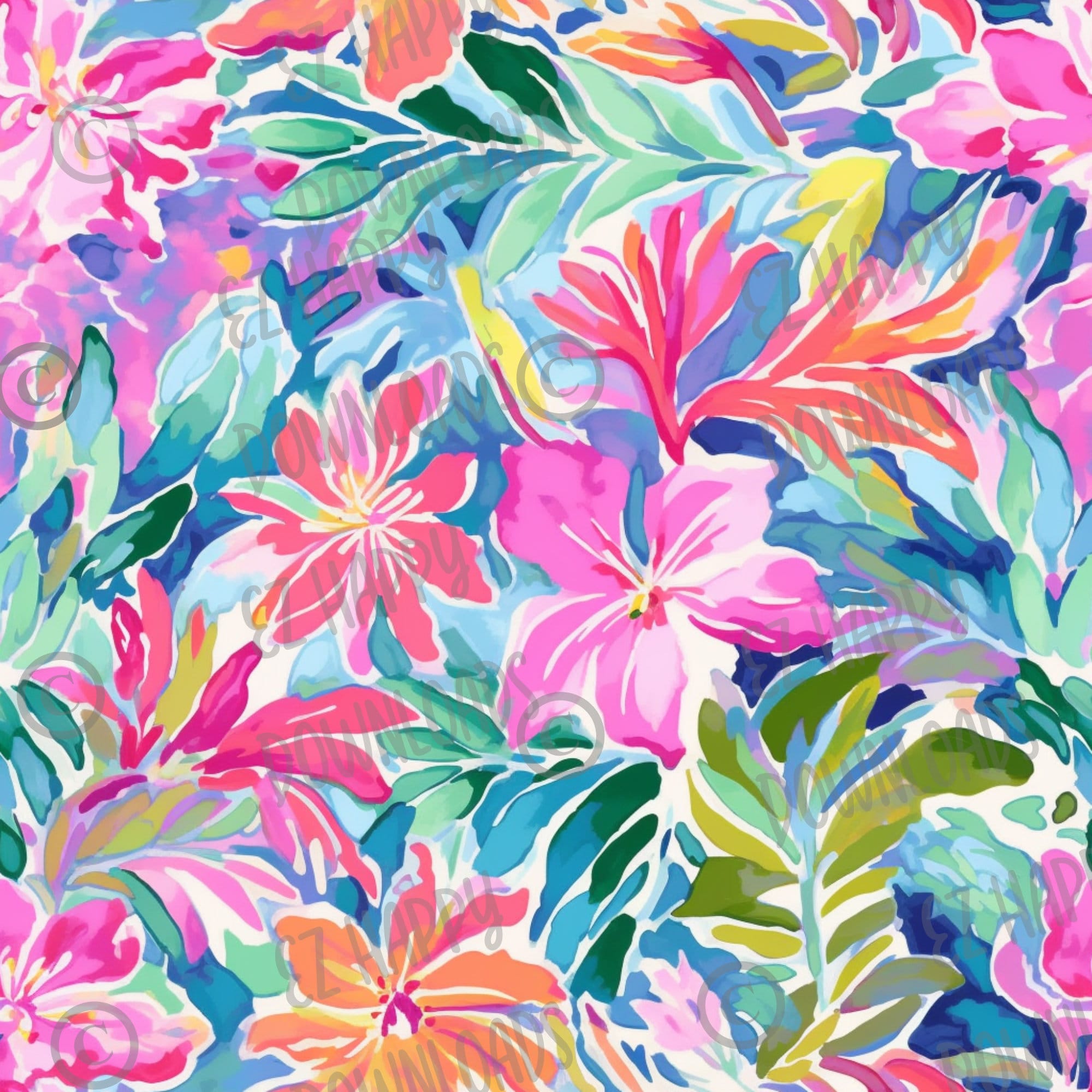 6 Preppy Seamless Floral Patterns - Bundle - Botanical Seamless Pattern ...