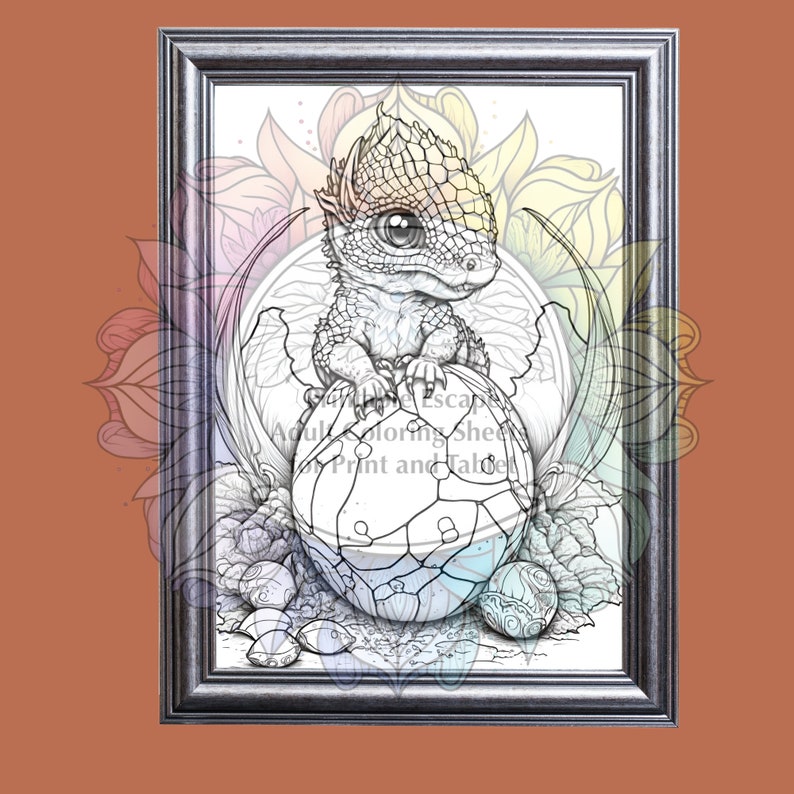 Cute Mystical Creatures Baby Dragon Egg Coloring Book Fantasy Instant ...