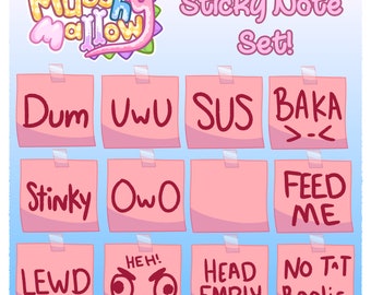 Vtuber Asset BRB Sticky Note Set Red/pink/orange/yellow/green/blue ...